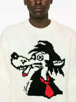 Amiri Wolf Intarsia Crew Neck Sweater