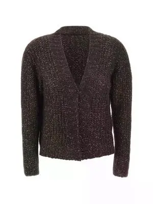 KAOS Sequin-embellished Open-knit Cardigan - Brown