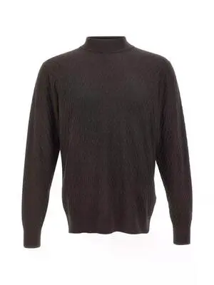 FILIPPO DE LAURENTIIS Textured Knit Herringbone Mock Neck Sweater
