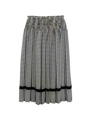 Comme Des Garçons Houndstooth-print Pleated Midi Skirt