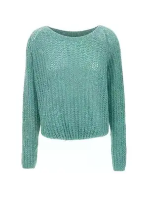 KAOS Sequin Embellished Openwork Knit Sweater