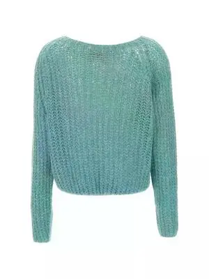 KAOS Sequin Embellished Openwork Knit Sweater