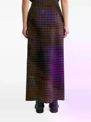 Etro Wool Maxi Skirt With Pleating And Check Motif