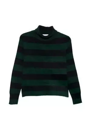 BEYOU Striped Knit Sweater - Blue