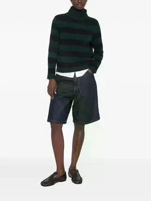 BEYOU Striped Knit Sweater - Blue