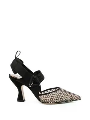 Fendi Embellished Mesh Pointed Toe Pumps