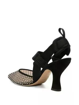 Fendi Embellished Mesh Pointed Toe Pumps