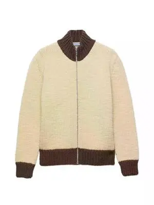 Prada Wool Zipper Cardigan - Neutrals