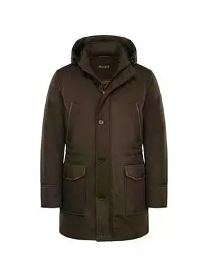 MOORER Padded Hooded Jacket - Brown