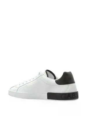 Dolce & Gabbana Contrast Heel Embossed Logo Sneakers - White