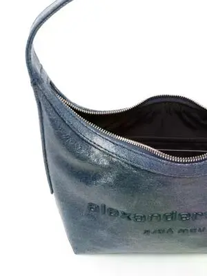 Alexander Wang Crinkled-effect Logo-debossed Shoulder Bag - Blue