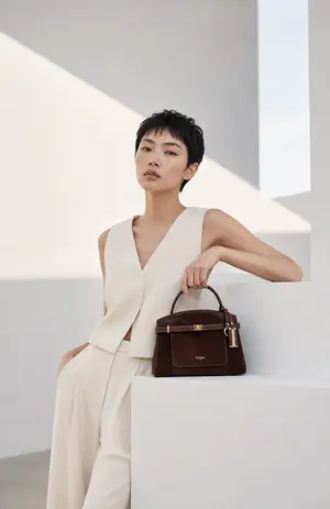 MI BOLSA LONDON Manhattan Suede Leather Top Handle Bag