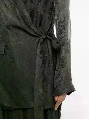 UMA WANG Damask Pattern Wrap Jacket - Green