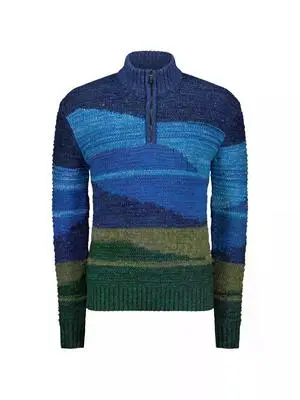 MOORER Striped Zip-fastening Sweater