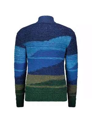 MOORER Striped Zip-fastening Sweater