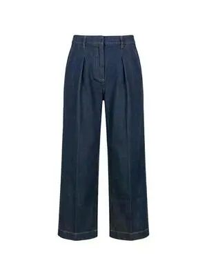 MOORER Loren Pleated Wide-leg Jeans - Blue