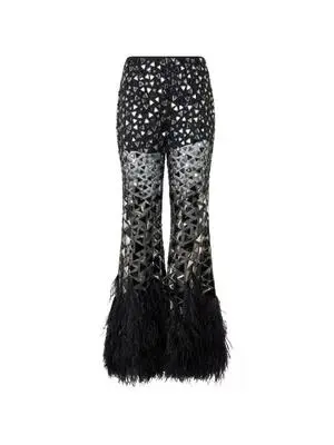 Alberta Ferretti Feather-trim Embellished Trousers