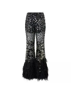 Alberta Ferretti Feather-trim Embellished Trousers