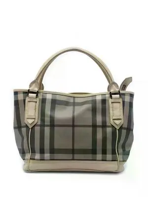 Burberry 2000-2017 Smoke Check Coated Canvas Handbag - Grey