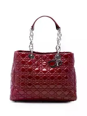 Dior Patent Cannage Lady Soft Shopping Tote Bag - Red