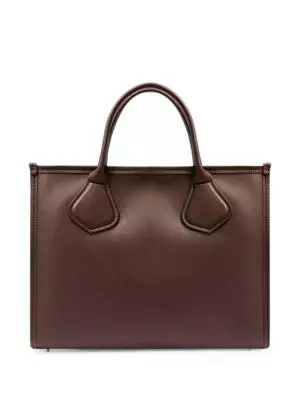LANCEL Grained Leather Tote Bag With Embossed Logo - Brown
