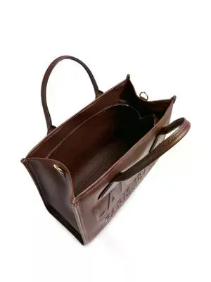 LANCEL Grained Leather Tote Bag With Embossed Logo - Brown