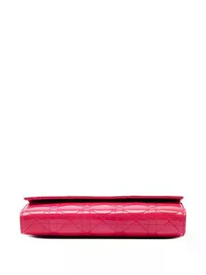 Dior 2014 Patent Cannage Lady Wallet On Chain Crossbody Bag - Pink