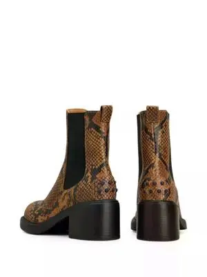TOD'S Snake-effect Leather Ankle Boots