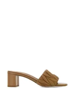 Miu Miu Matelassé Leather Heeled Sandals