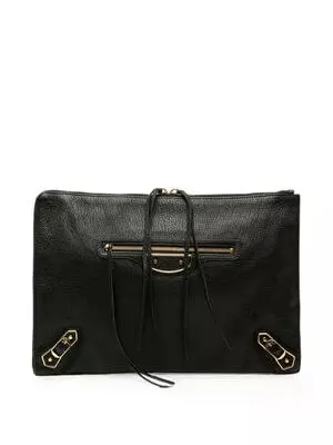 Balenciaga Goatskin Leather Metallic Edge Clutch Bag