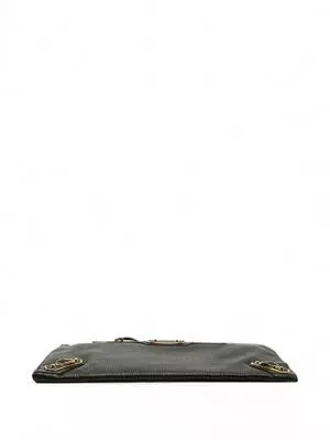 Balenciaga Goatskin Leather Metallic Edge Clutch Bag