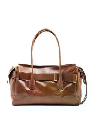 Roberto Festa Emeralda Glossy-leather Strap-embellished Tote Bag - Brown