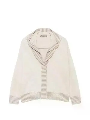 D.exterior Ribbed-trim Cardigan - Neutrals