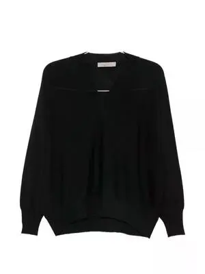 D.exterior V-neck Wool Sweater - Black