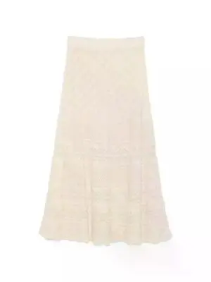 D.exterior Pointelle-knit Flared Skirt - Neutrals