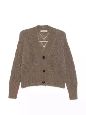 D.exterior Pointelle-knit Button-up Cardigan - Brown