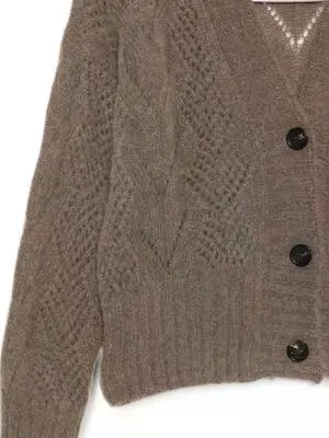 D.exterior Pointelle-knit Button-up Cardigan