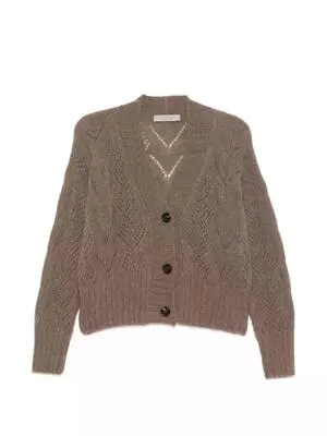 D.exterior Pointelle-knit Cardigan - Brown