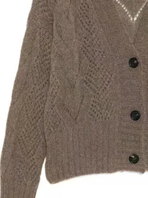 D.exterior Pointelle-knit Cardigan - Brown
