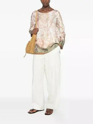 PIERRE-LOUIS MASCIA Floral-print Silk-blend Blouse - Neutrals