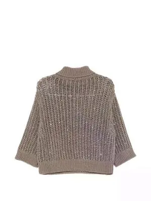 D.exterior Sequin-embellished Open-knit Sweater - Brown