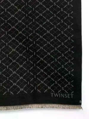 TWINSET Logo-jacquard Frayed Scarf
