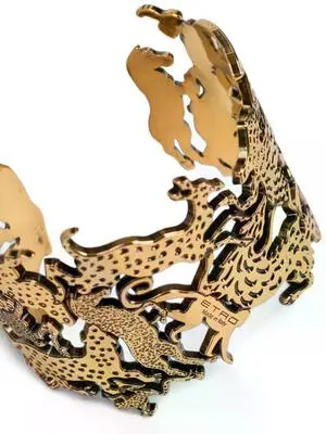 Etro Animal Motif Cuff Bracelet In Tone Brass