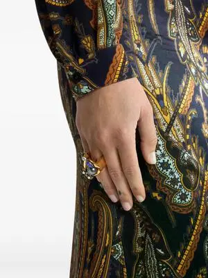 Etro Tone Ring With Pearl, Rhinestone, Gemstone, And Flower Appliqués - Gold