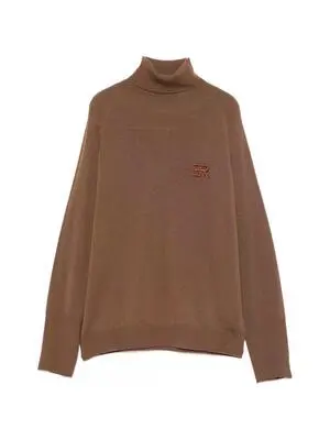 ERMANNO FIRENZE Logo-embroidered Roll-neck Sweater - Brown
