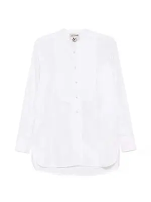 SEMICOUTURE Band Collar Shirt With Bib Panel - White