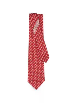 FERRAGAMO Owl-print Silk Tie - Red