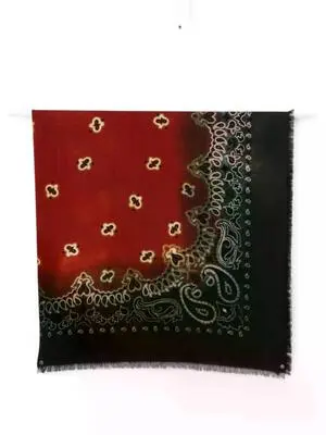 Destin Paisley-print Frayed Scarf - Red