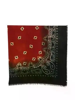 Destin Paisley-print Frayed Scarf - Red
