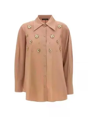 ELENA MIRÒ Jewel Embellished Floral Embroidered Shirt